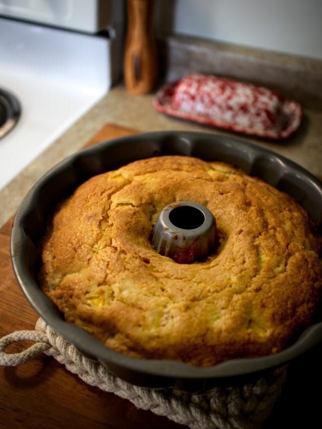 The Best Peach Cake | Cosmopolitan Cornbread