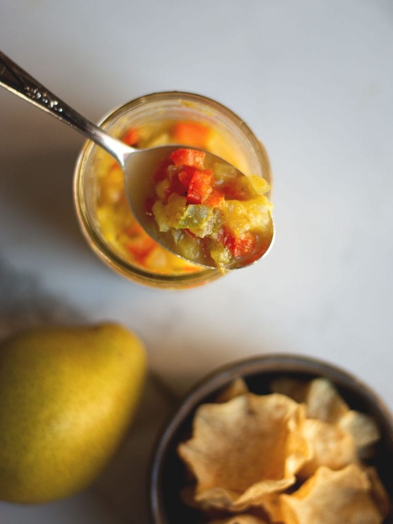 Pepper Pear Salsa (with Canning Video) | Cosmopolitan Cornbread